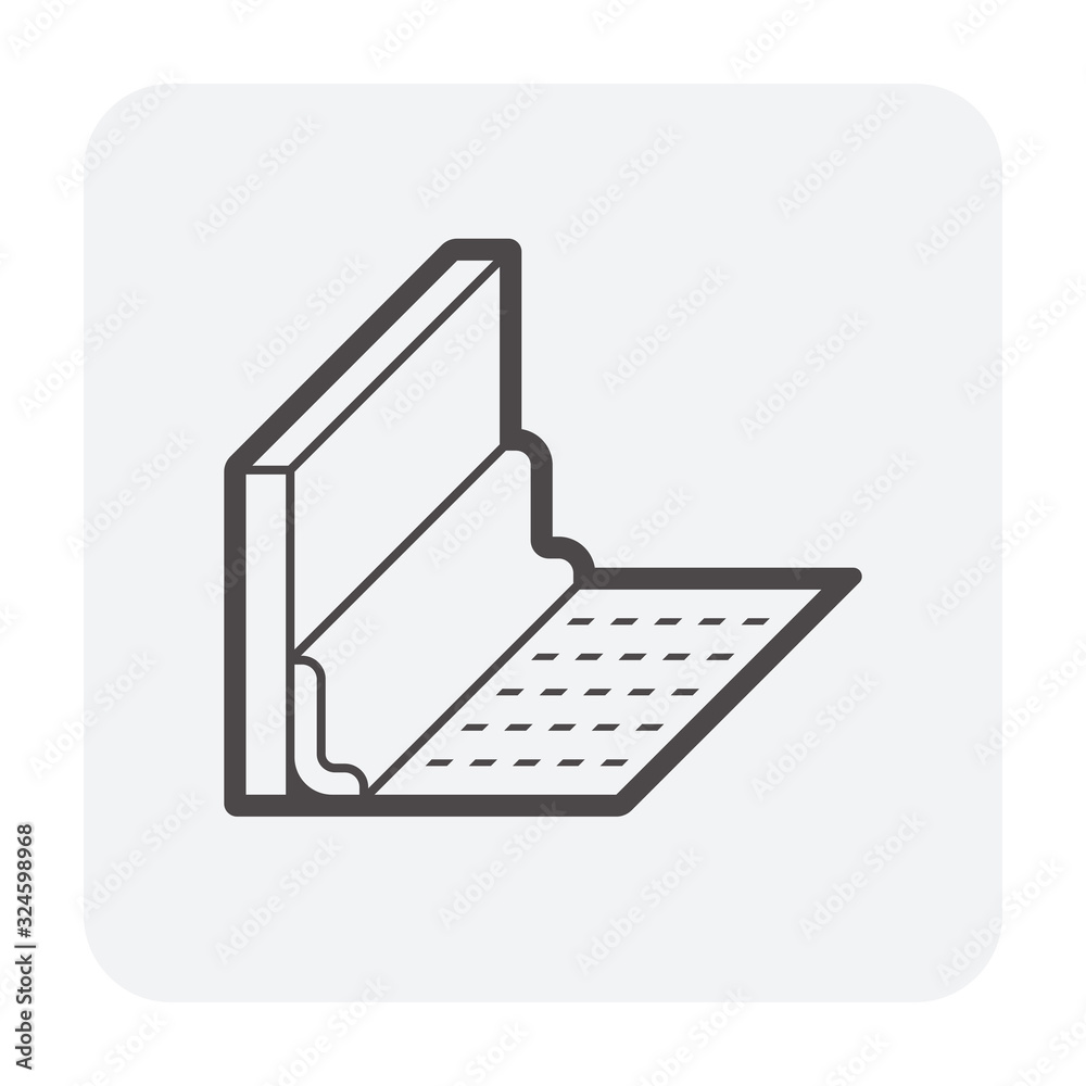 Baseboard vector icon. Also called skirting board, mopboard, floor or ...