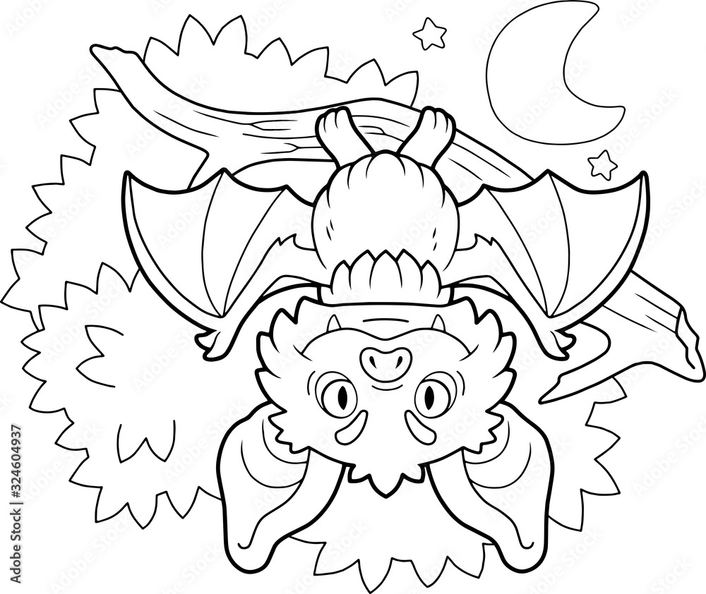 cartoon cute little bat, coloring book, funny illustration Stock Vector ...