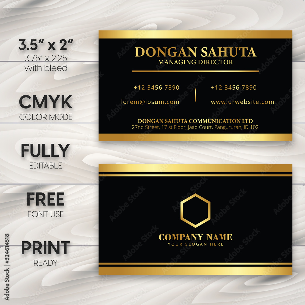 Luxury Gold and Black Business Card Template. Corporate Business Card ...