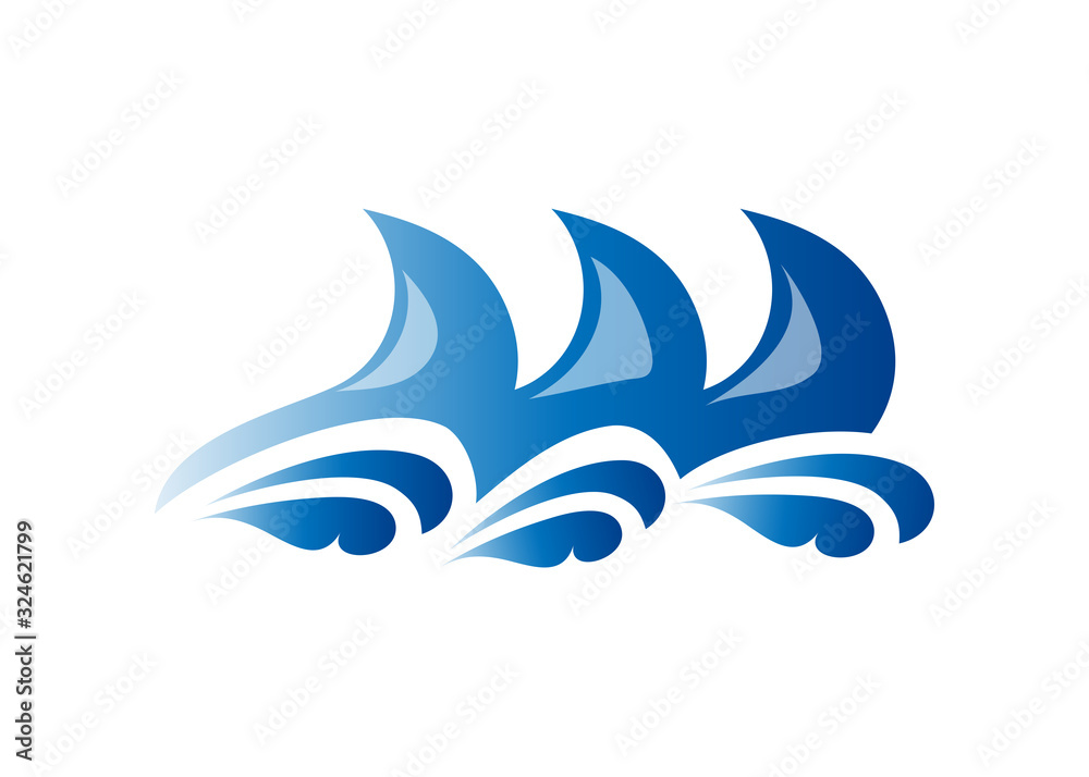 Water Wave Icon. Surf Logo. Vector Isolated On White Background. Hand ...