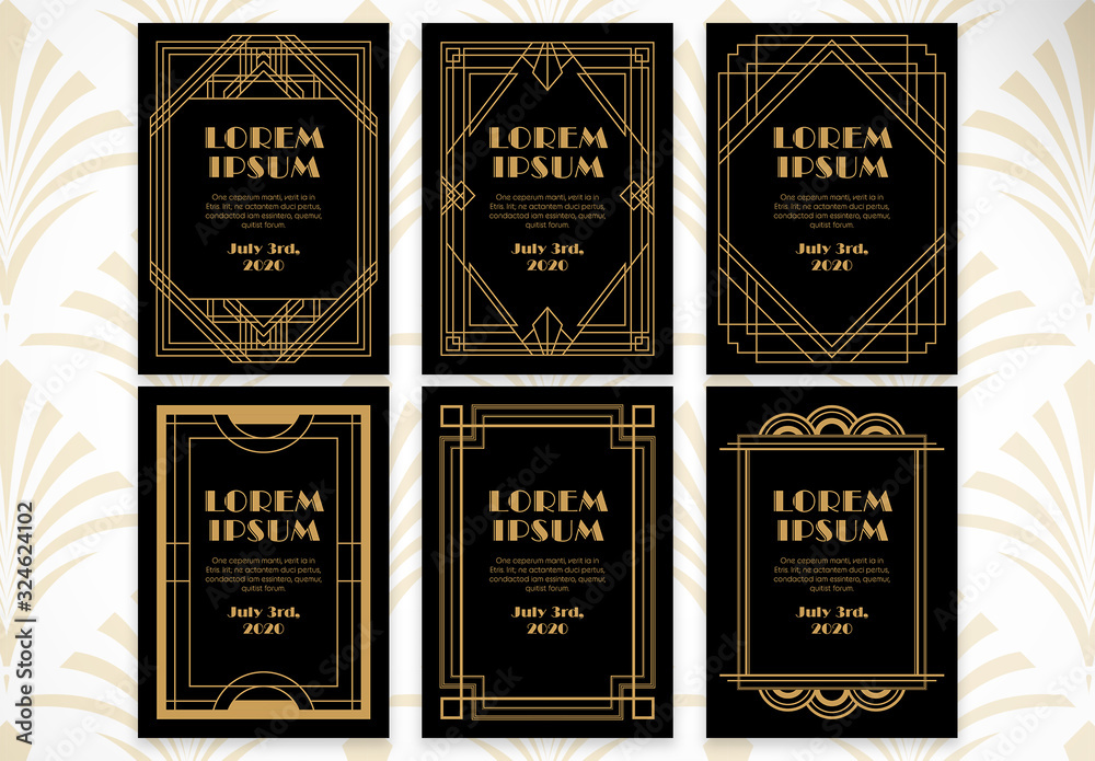 Art Deco Invitations and Cards Set Stock Template | Adobe Stock