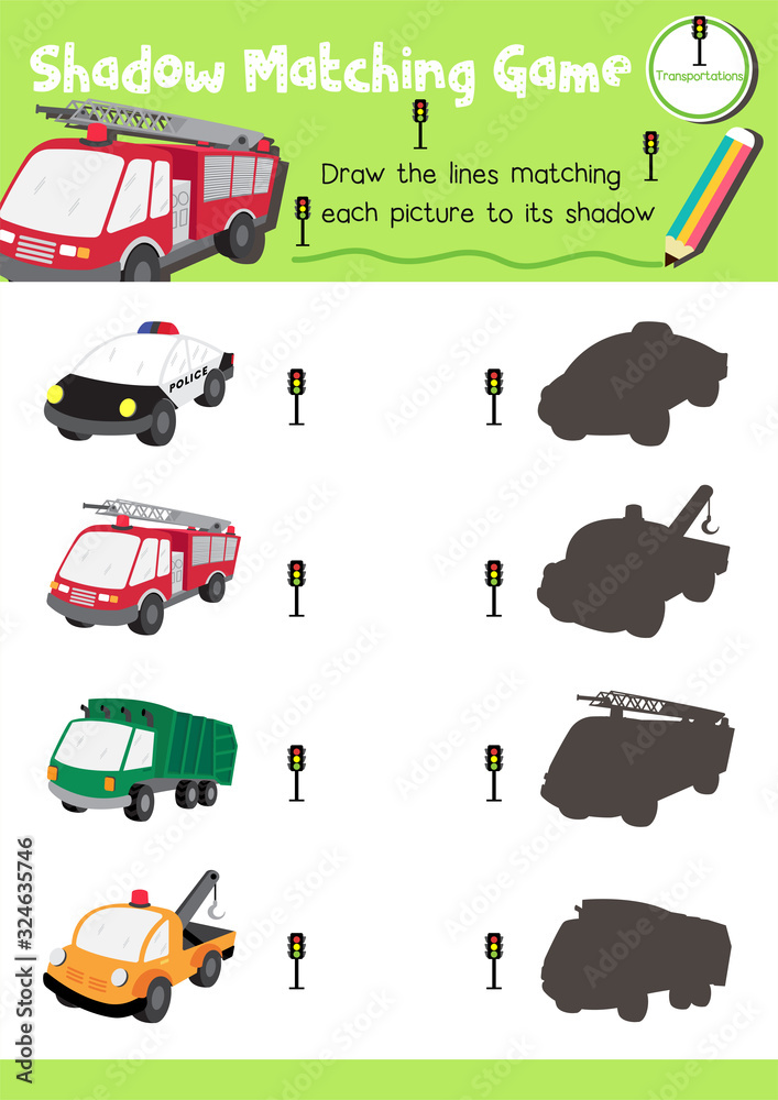 Shadow matching game for preschool kids activity worksheet in ...