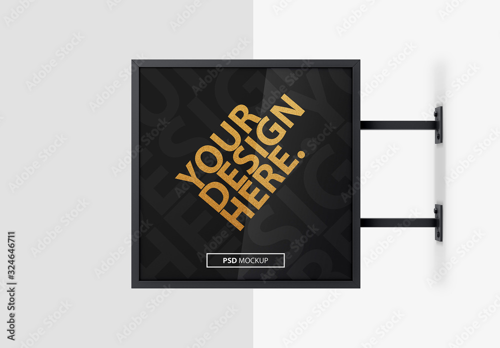 Square Signboard Lightbox Mockup Stock Template | Adobe Stock