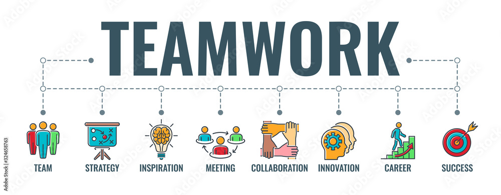 Teamwork Collaboration Typography Banner Stock Vector | Adobe Stock