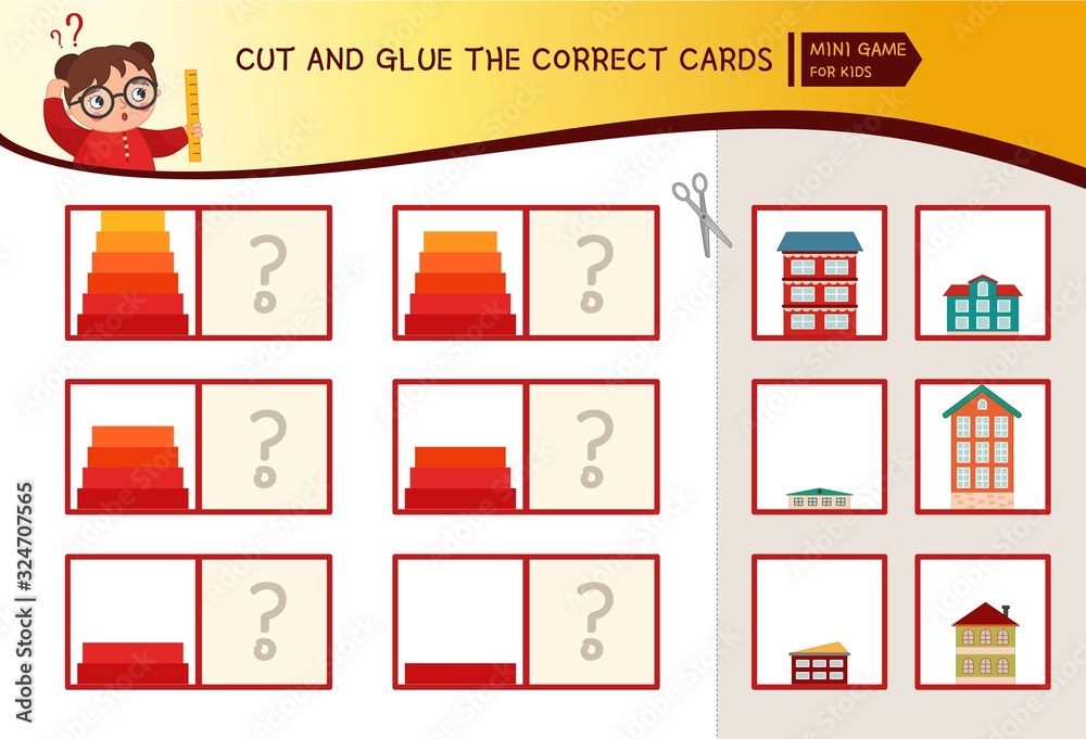 Educational game for children. Cut and glue the correct cards. Material ...