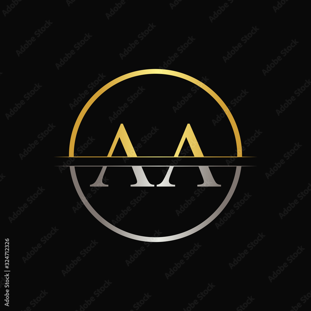 Initial Circle AA Letter With Modern Typography Vector Template ...