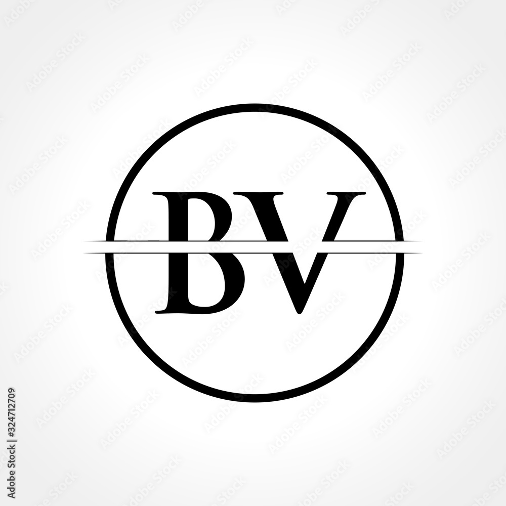 Initial Black Letter BV Logo With Creative Circle Typography Vector ...