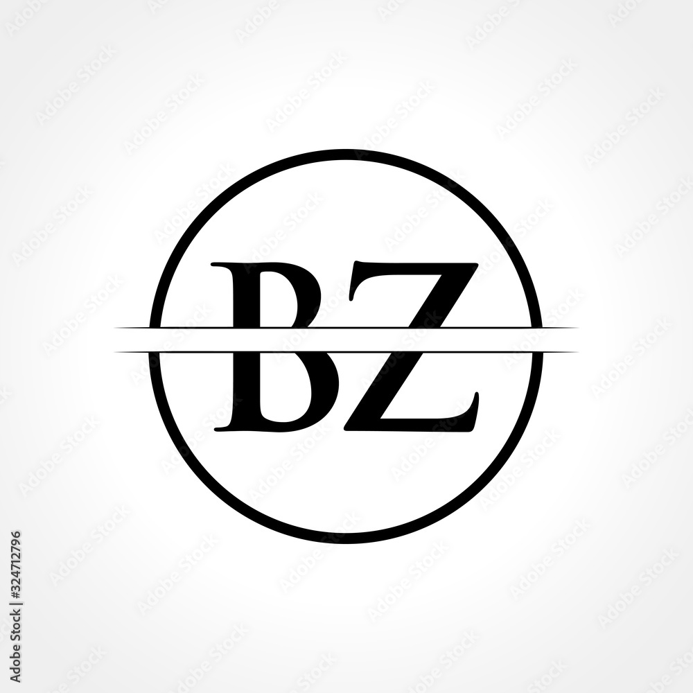 Initial Black Letter BZ Logo With Creative Circle Typography Vector ...
