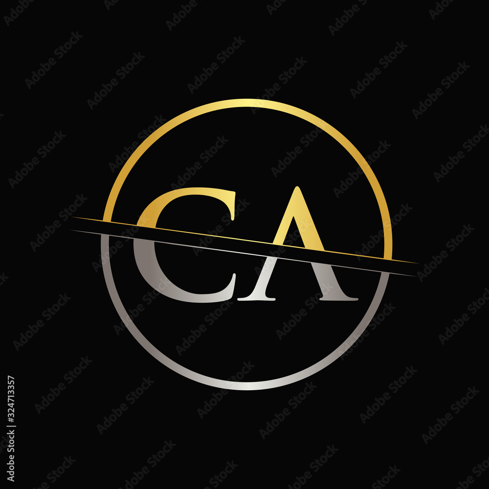 Initial Gold and Silver Color CA Letter Logo Typography Vector Template ...