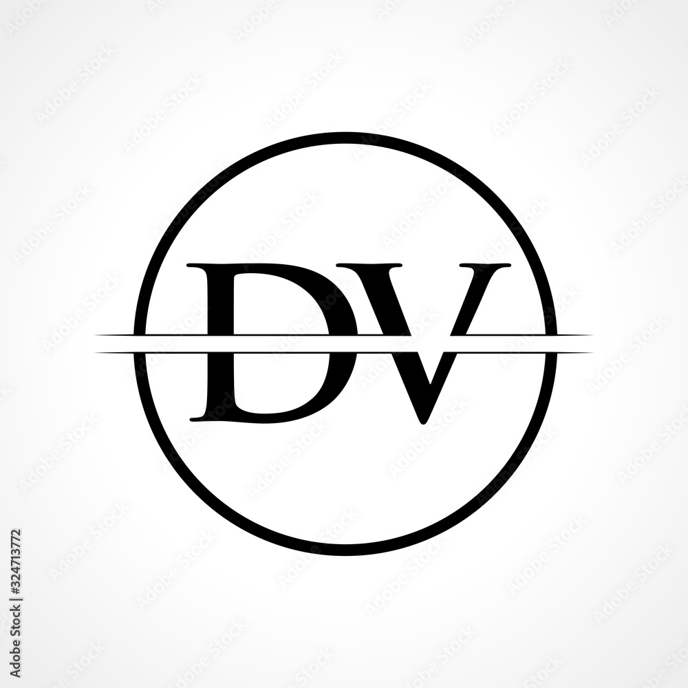 Initial DV Letter Logo Design Vector Template With Black Color. DV Logo ...