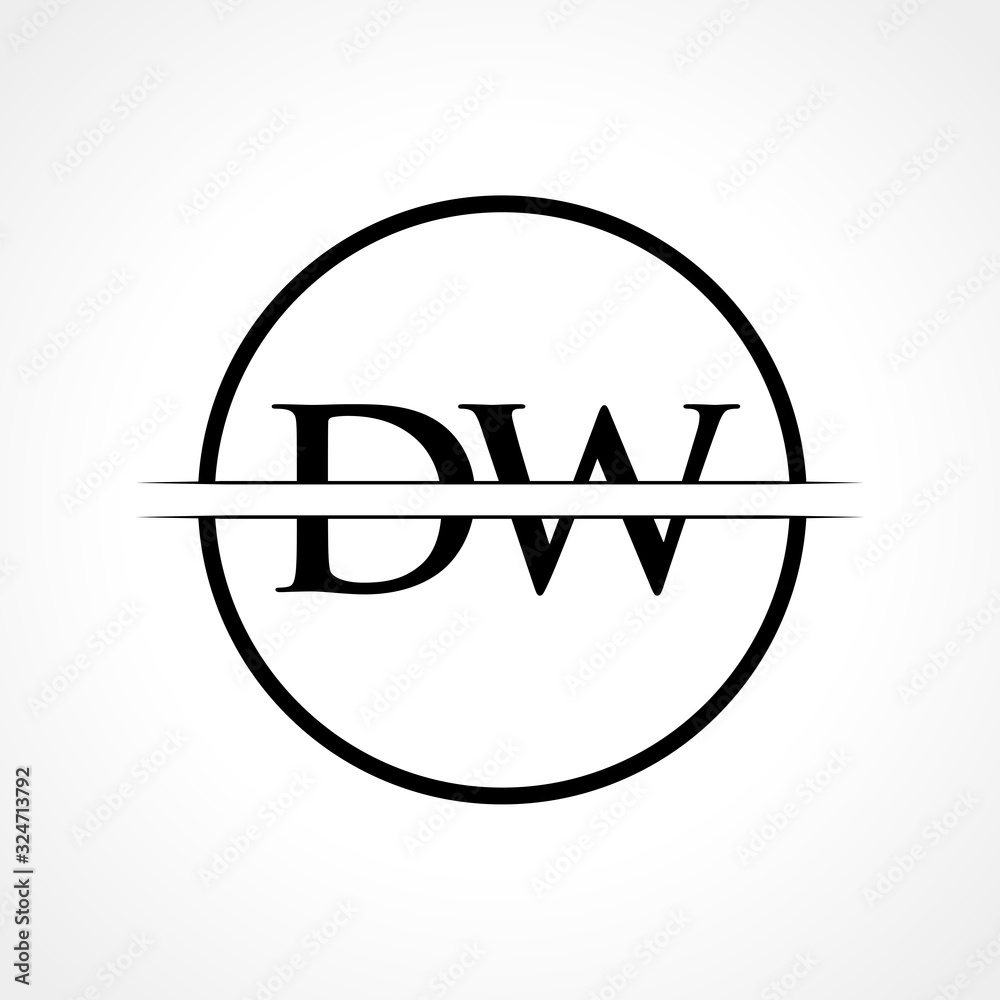Initial DW Letter Logo Design Vector Template With Black Color. DW Logo ...
