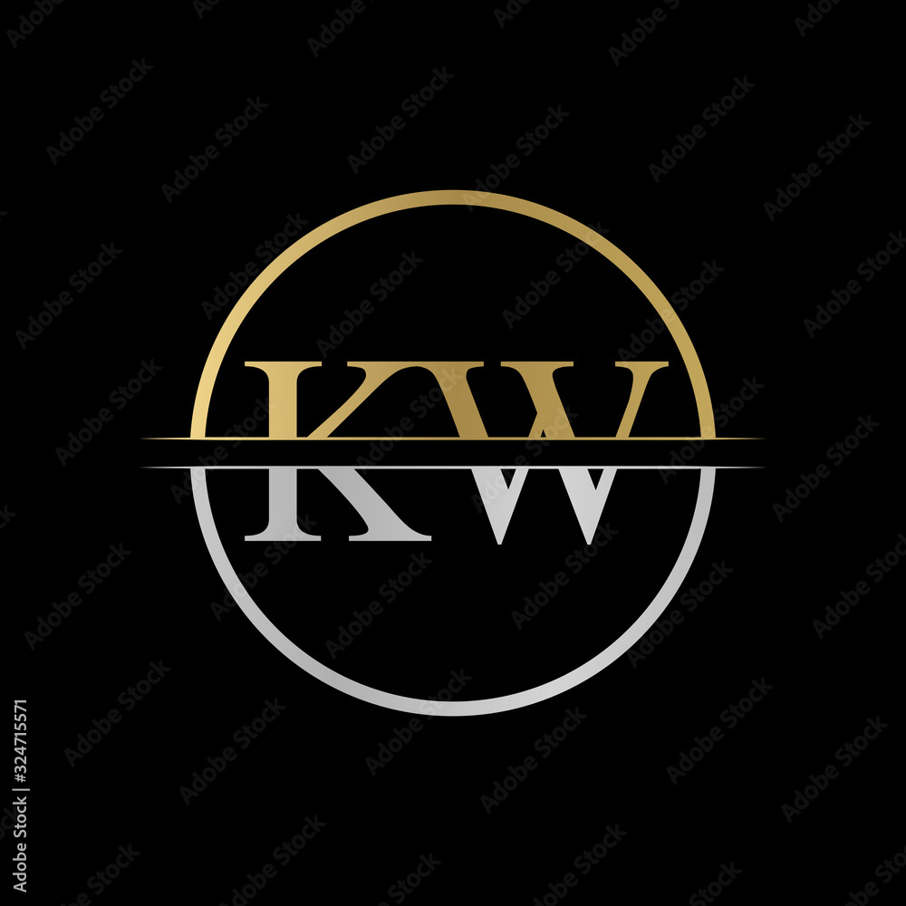 Initial KW letter Logo Design vector Illustration. Abstract Letter KW ...