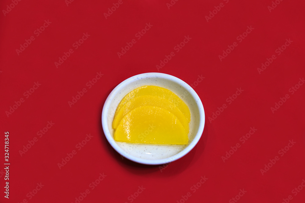 korean yellow pickled radish called danmuji. Asian Traditional side ...