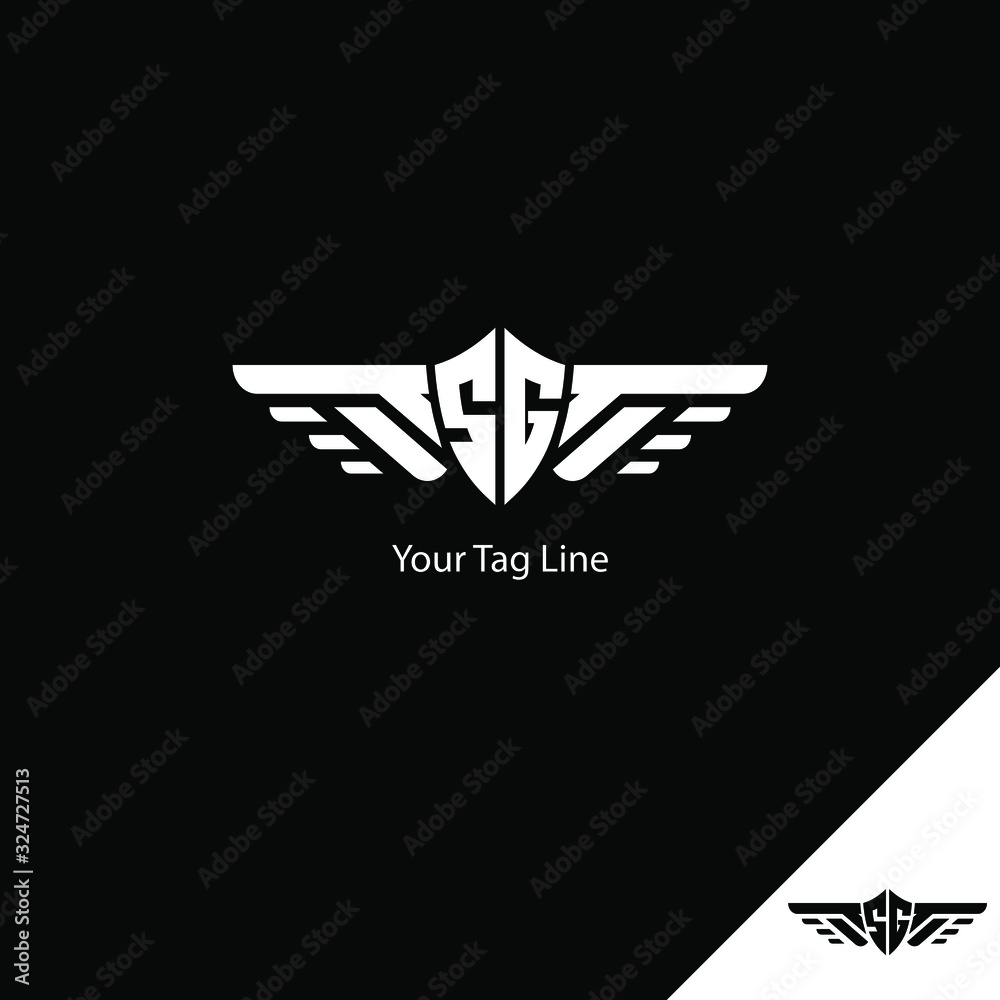 Initial SG logo design, SG logo design with wings style, Logo for game ...