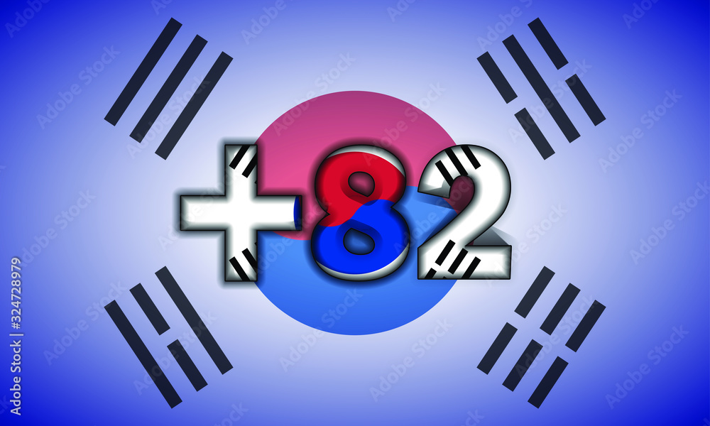 Flag of south korea vector with phone code number, South korea flag ...