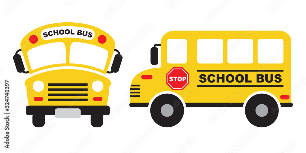 Vector illustration of yellow school bus front and side view. Stock ...