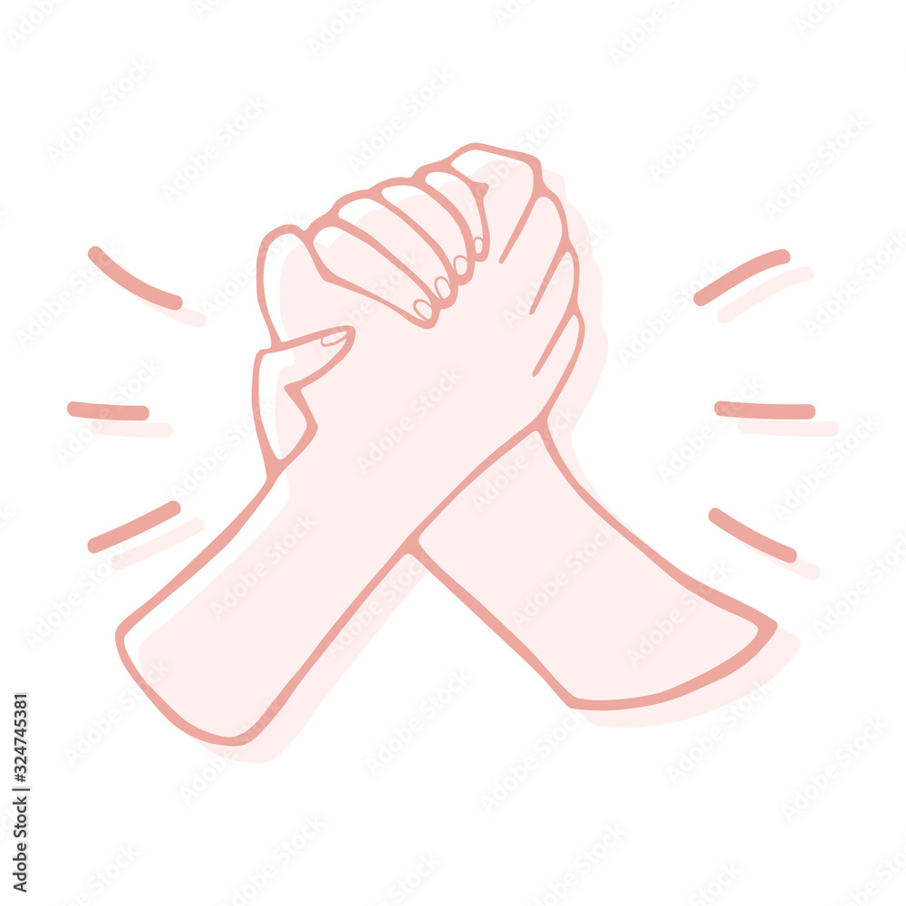 Two hands or arms holding or greeting each other. Arm wrestling ...