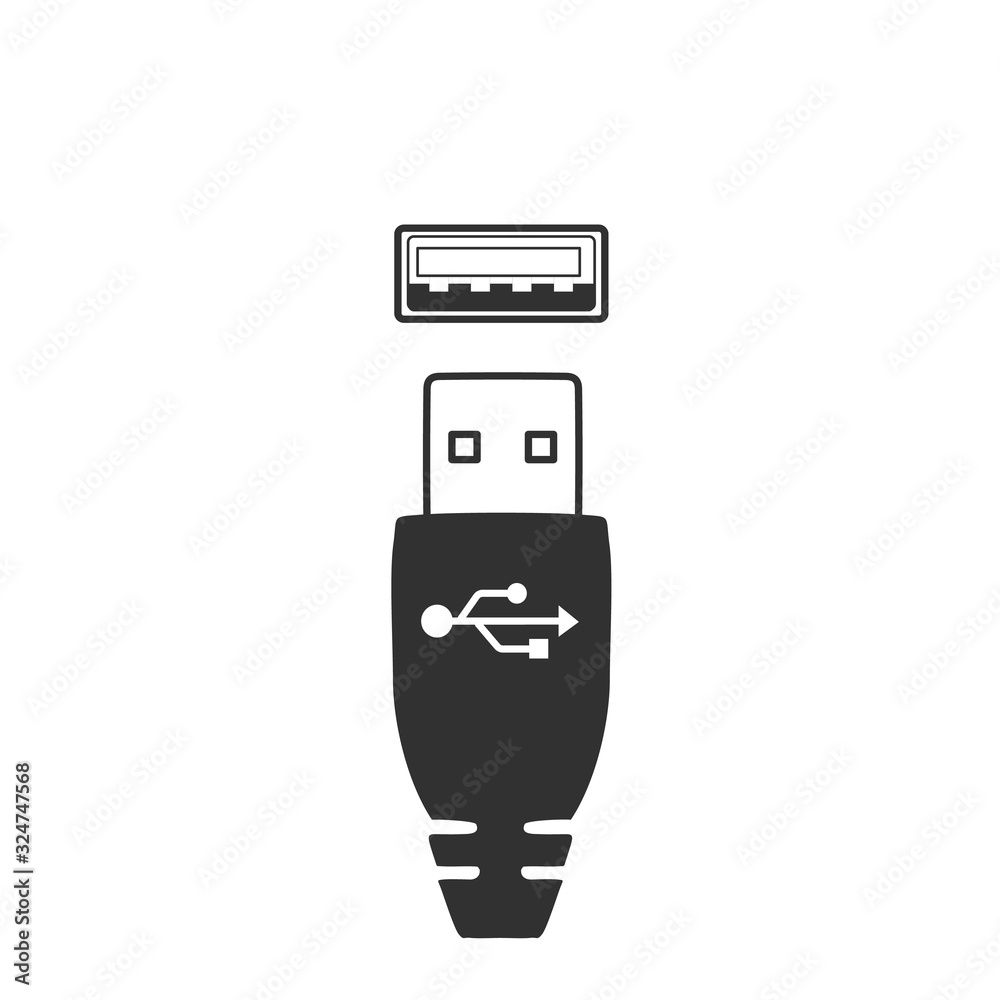 USB port and connector, male female connection. Stock Vector ...