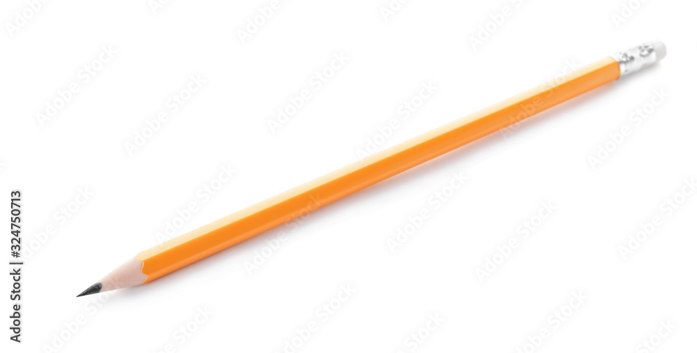 Ordinary pencil on white background Stock Photo | Adobe Stock