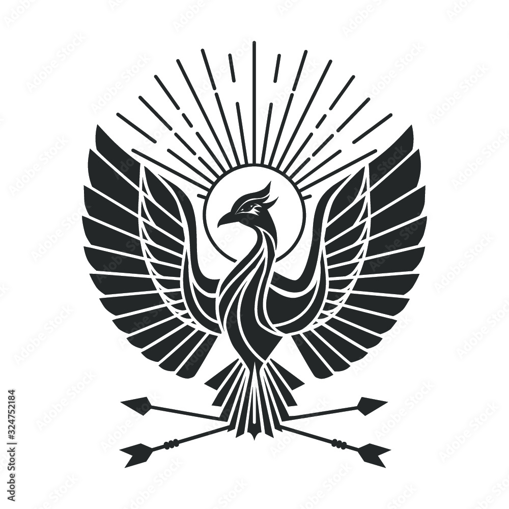 Phoenix bird logo .Peacock flaing bird vector logo.Firebird abstract ...