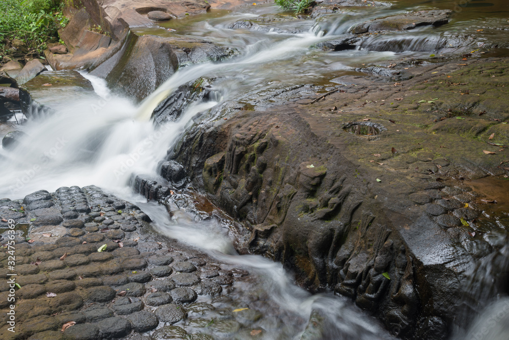 The scenery of the Kbal Spean the mystery waterfall on Kulen mountains ...