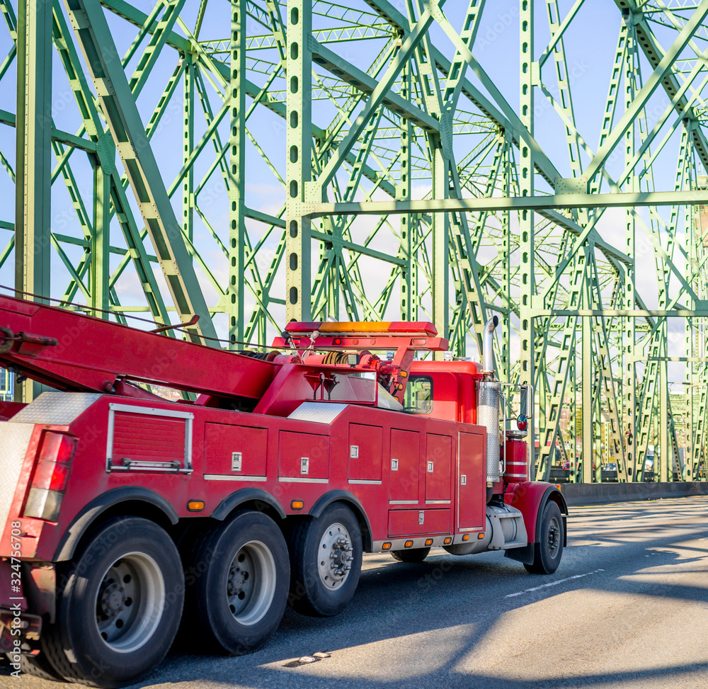 Big rig powerful towing semi truck for tow large transportation driving ...