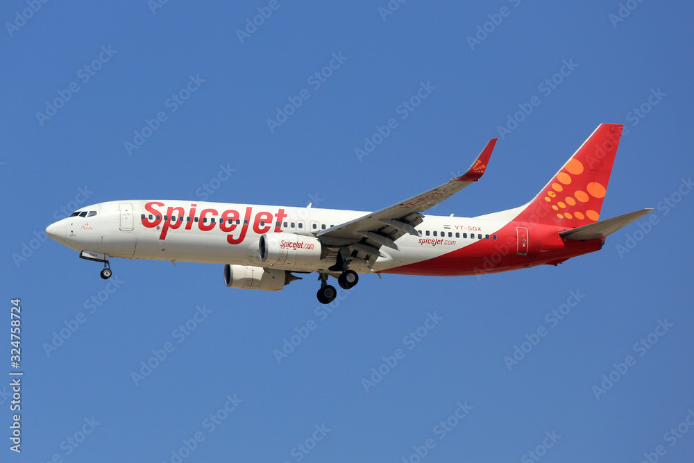 SpiceJet Boeing 737-800 airplane at Dubai airport Stock Photo | Adobe Stock