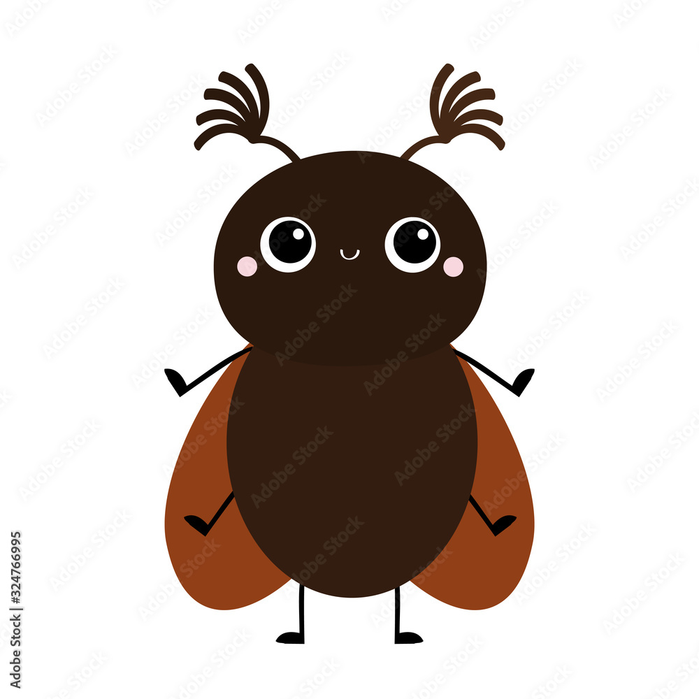 Cute beetle bug. Insect animal. Cartoon kawaii smiling baby character ...