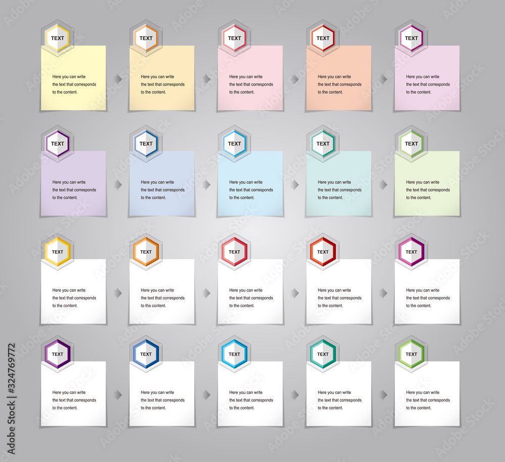 Hexagon icons for writing text.Button icons for various colors for ...