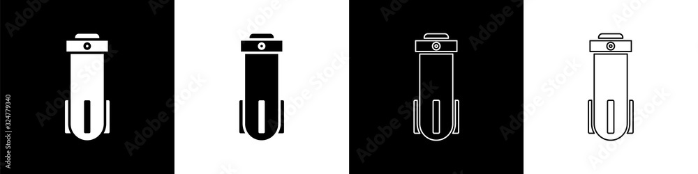 Set Water filter icon isolated on black and white background. System ...