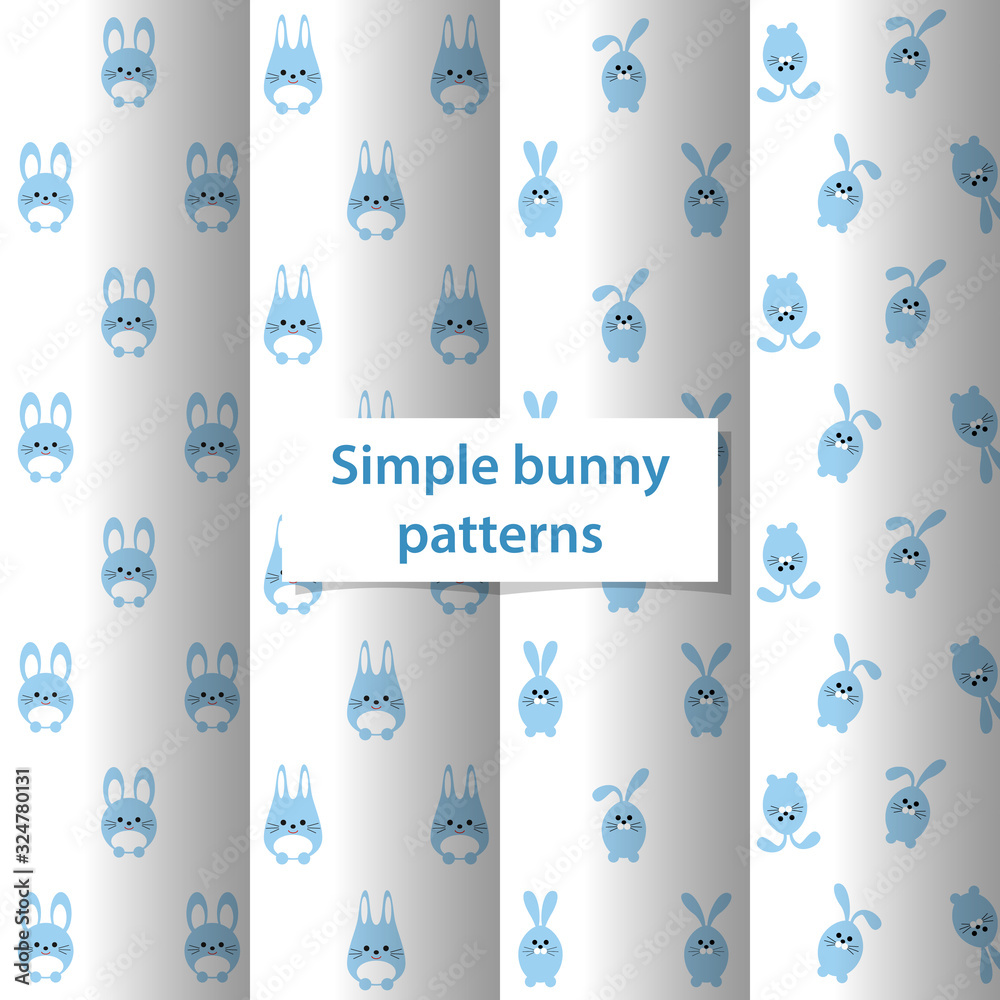 Set of four seamless bunny patterns. You can use for baby design, on ...