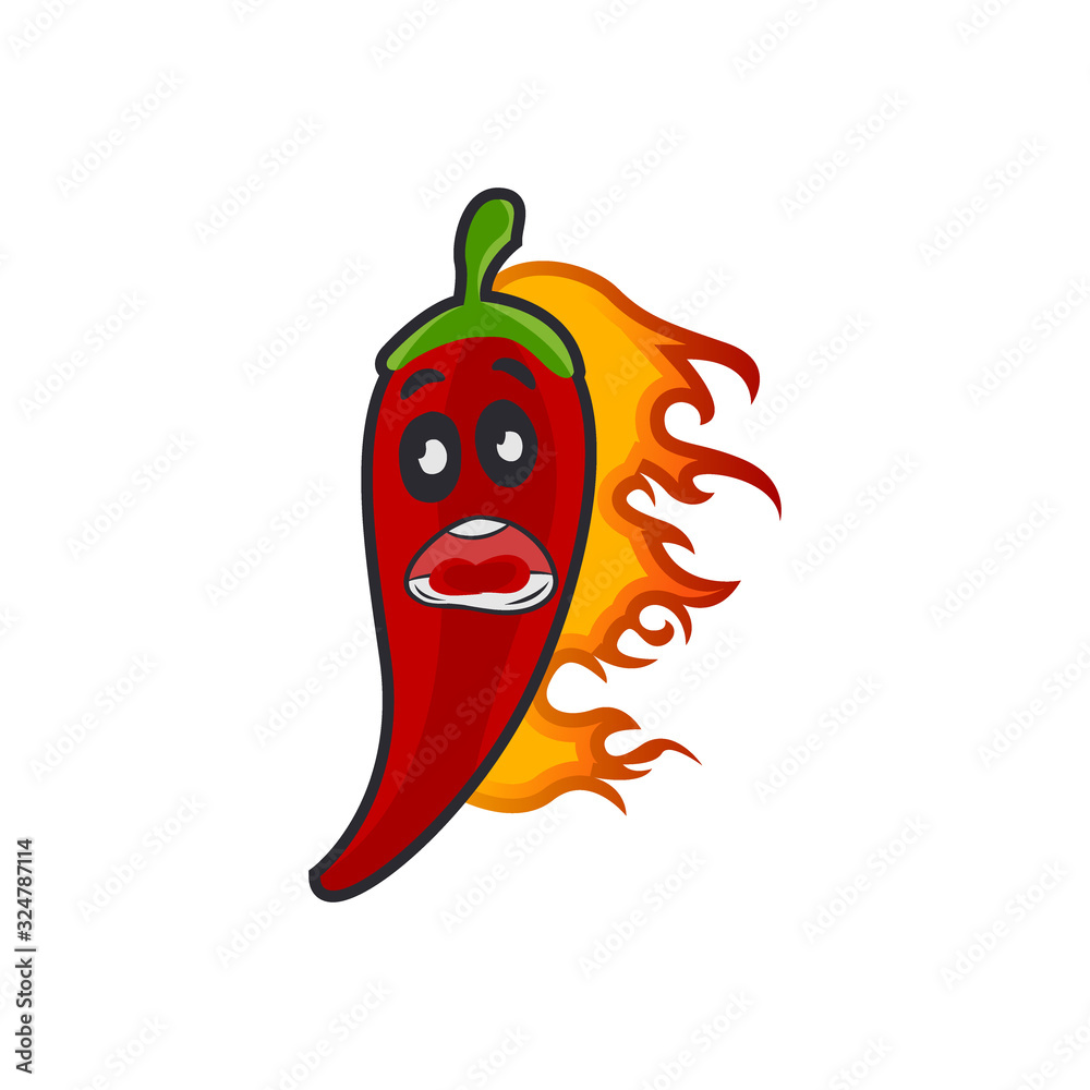 Spicy chili pepper. Vector clip art illustration cartoon with simple ...
