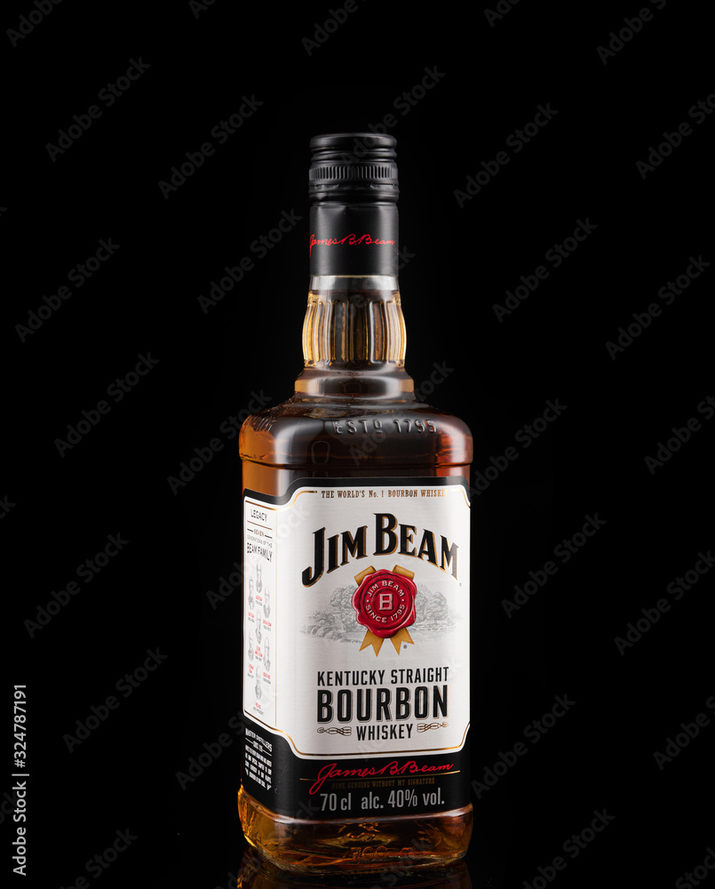 Berlin - JAN 15, 2020: Jim Beam is a brand of bourbon whiskey on store ...