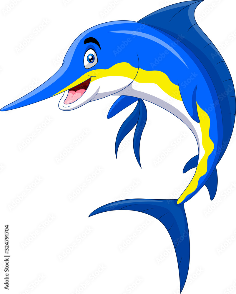 Cute cartoon marlin fish smile Stock Vector | Adobe Stock