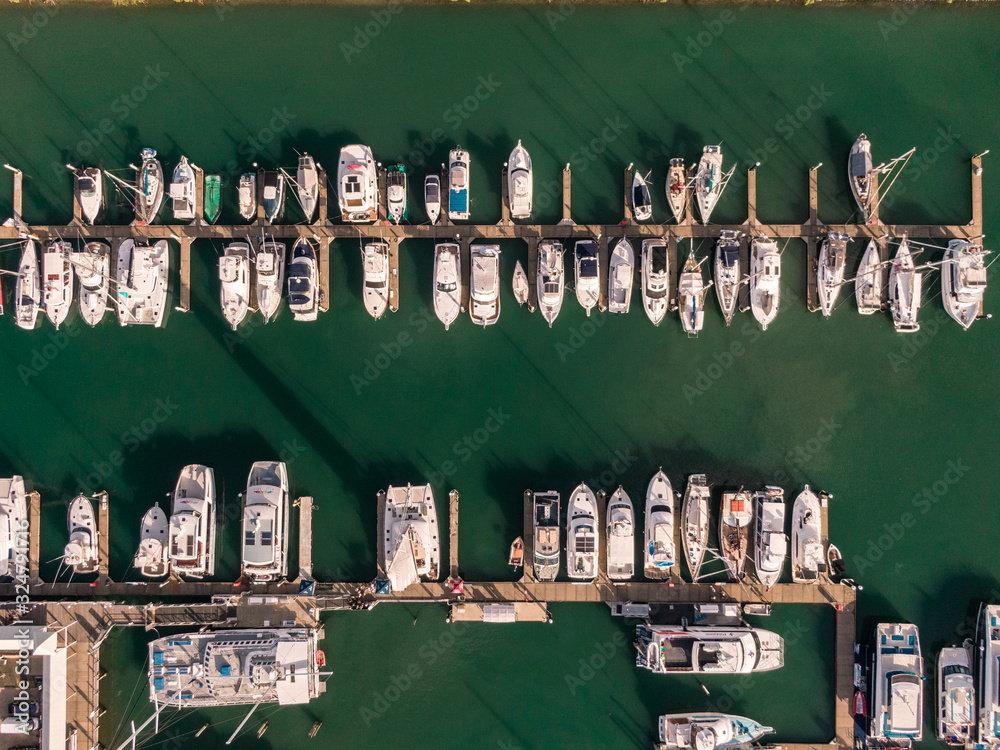Marina Boats Aerial. Yachts in Marina. Port Douglas town with ...
