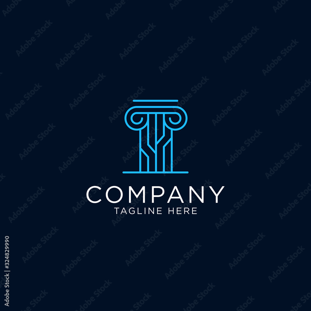 Law firm column logo design emblem vector blue modern and elegant style ...