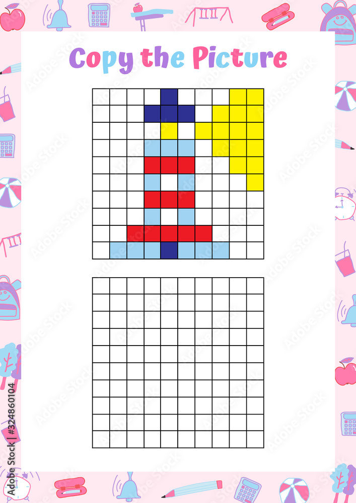 Copy the picture. Drawing activity for kids. Educational game for ...