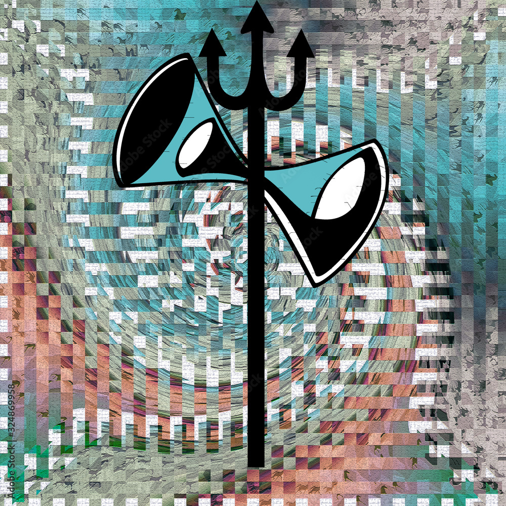 Lord shiva instrument damru and weapon trishula and abstract background ...