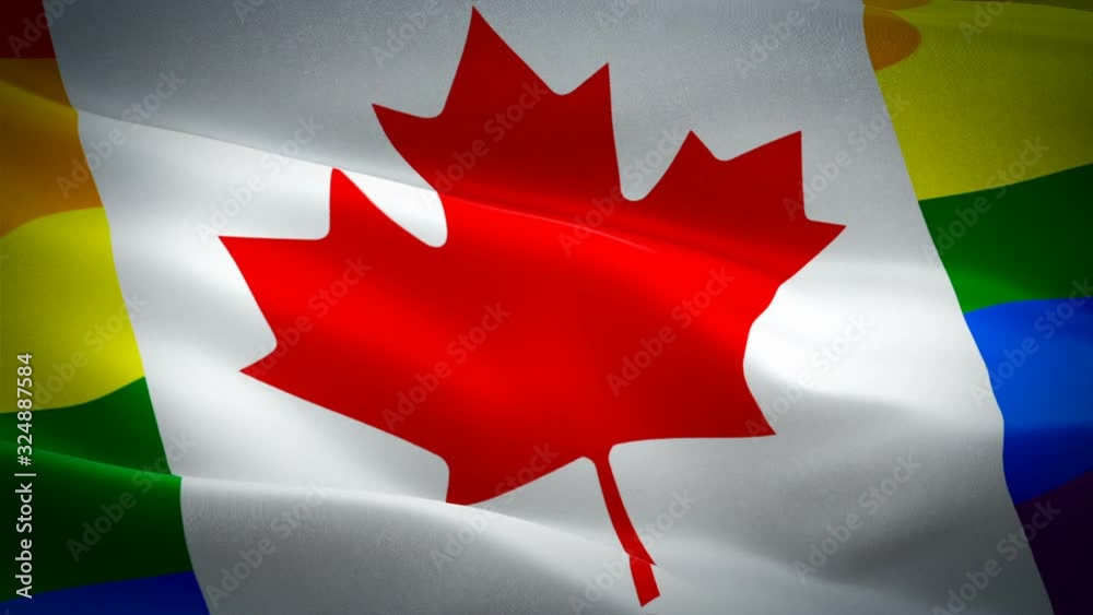 Rainbow Gay Toronto lesbian Canada lgbtq flag video waving in wind ...