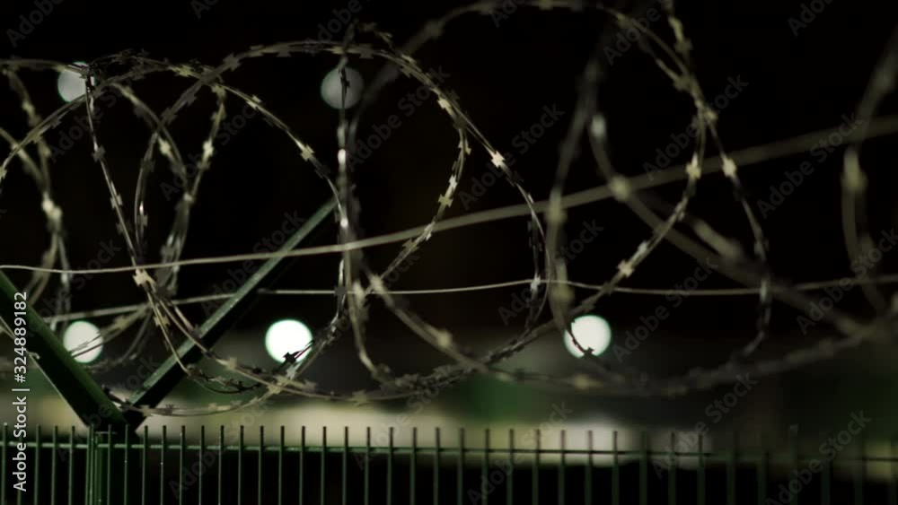 Perimeter security fencing system, razor wire fence with lighting at ...