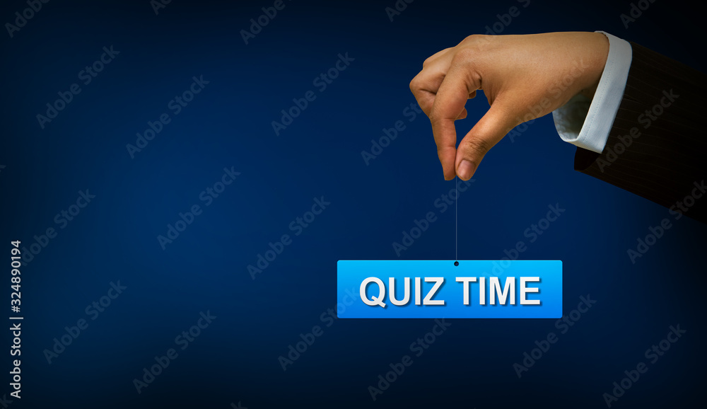 hand holding quiz time text Stock Photo | Adobe Stock