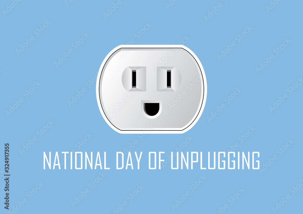 National Day of Unplugging vector. Usa electric socket. Electric power ...