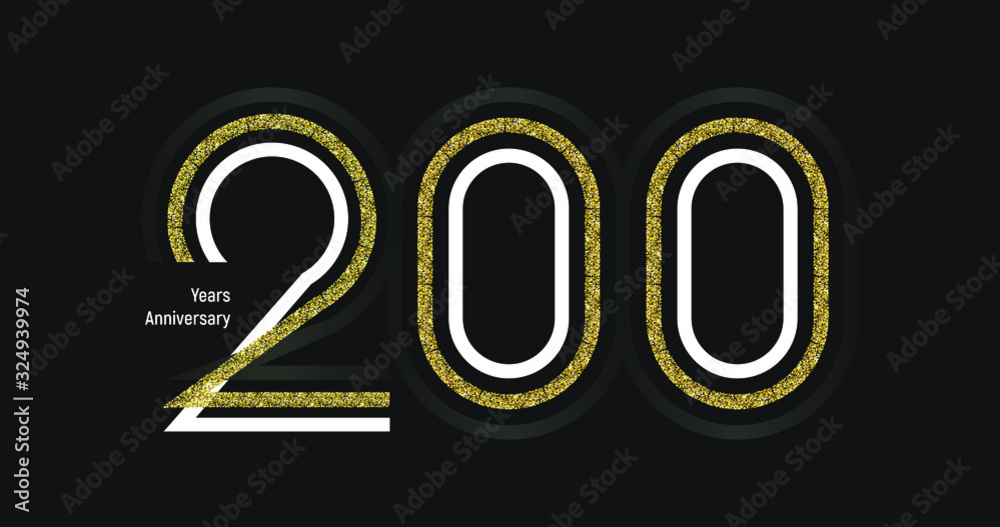 200 years anniversary logotype with multiple line white gray and golden ...