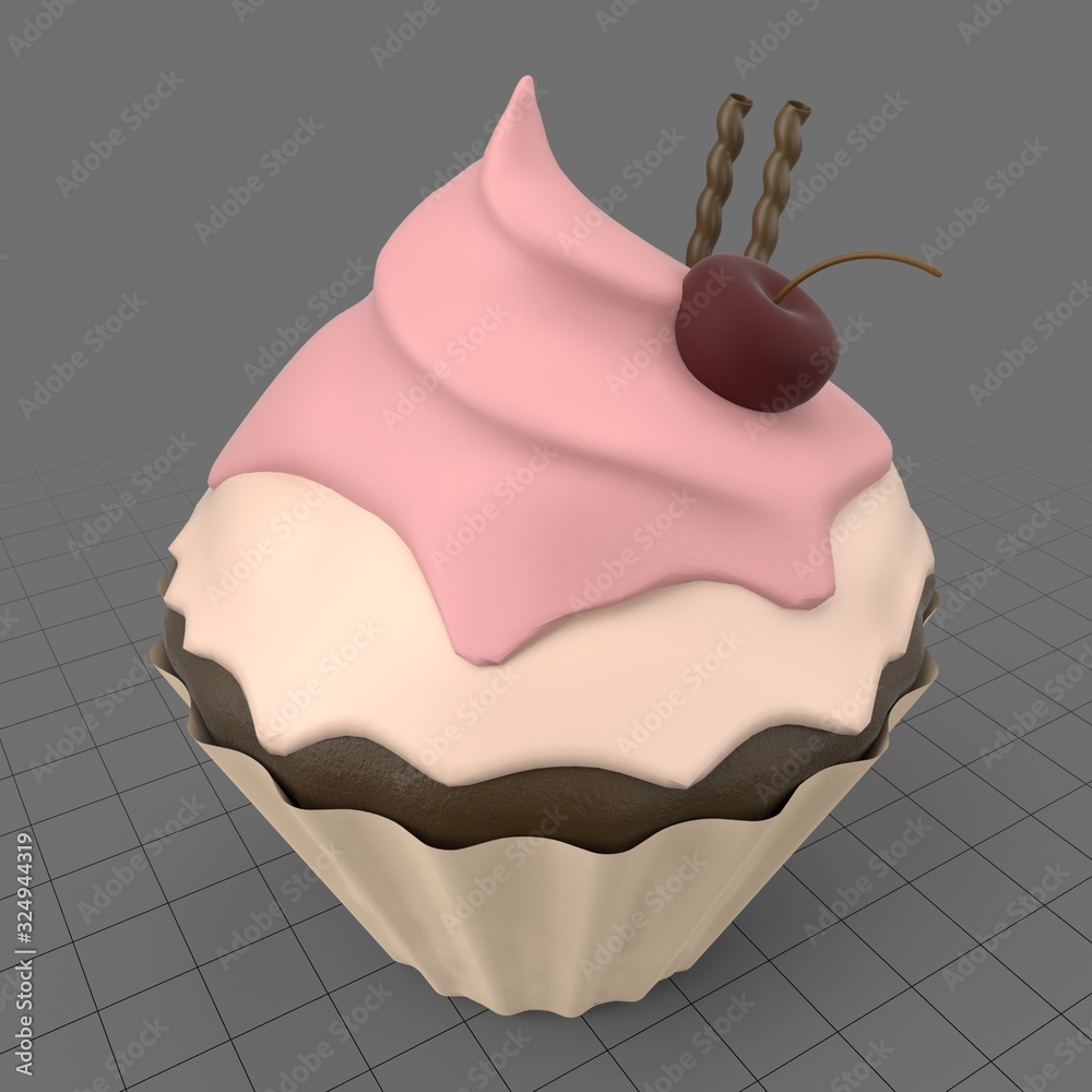 Stylized cupcake with frosting Stock 3D asset | Adobe Stock