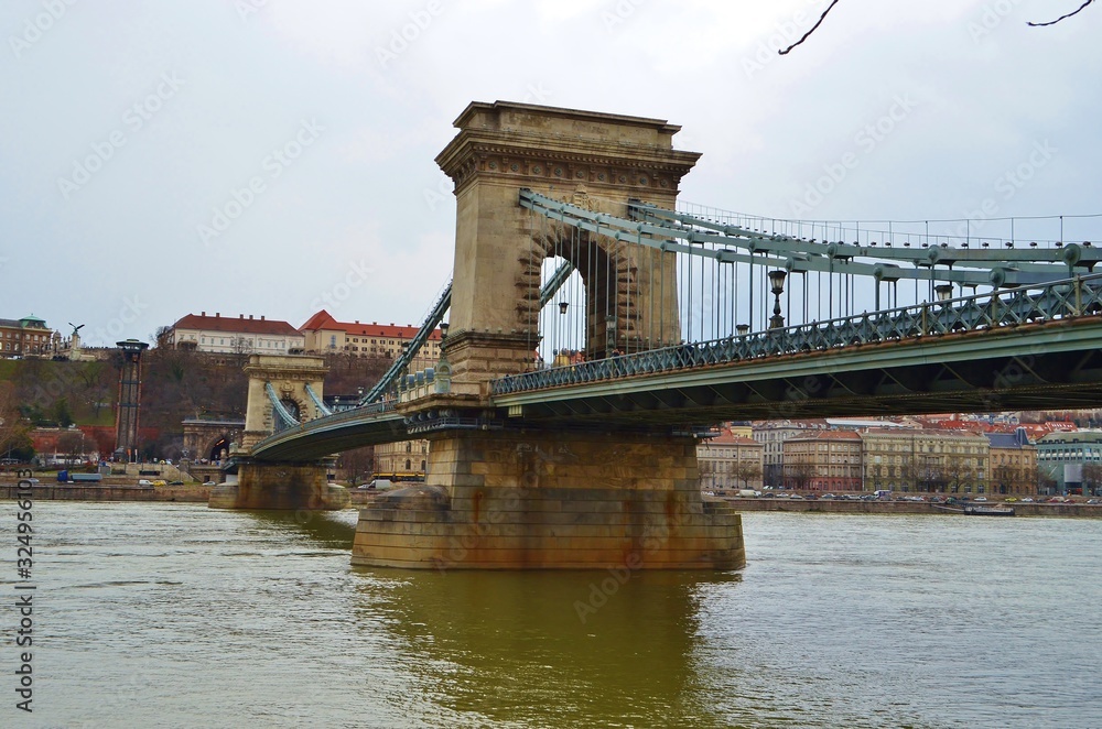 chain bridge over danube in budapest Stock Photo | Adobe Stock