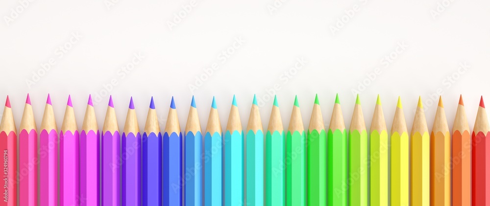 Gradient colored pencils on white background. Stock Photo | Adobe Stock