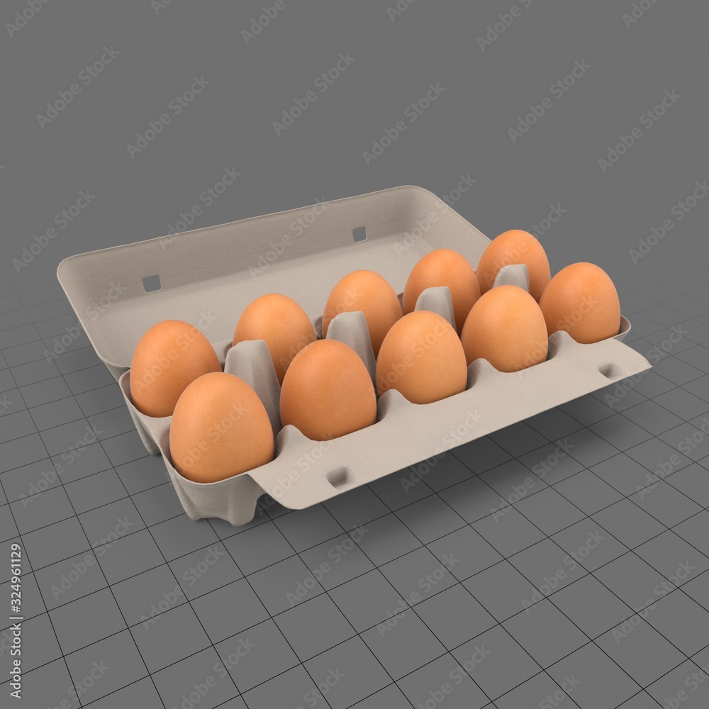 Open egg carton 2 Stock 3D asset | Adobe Stock