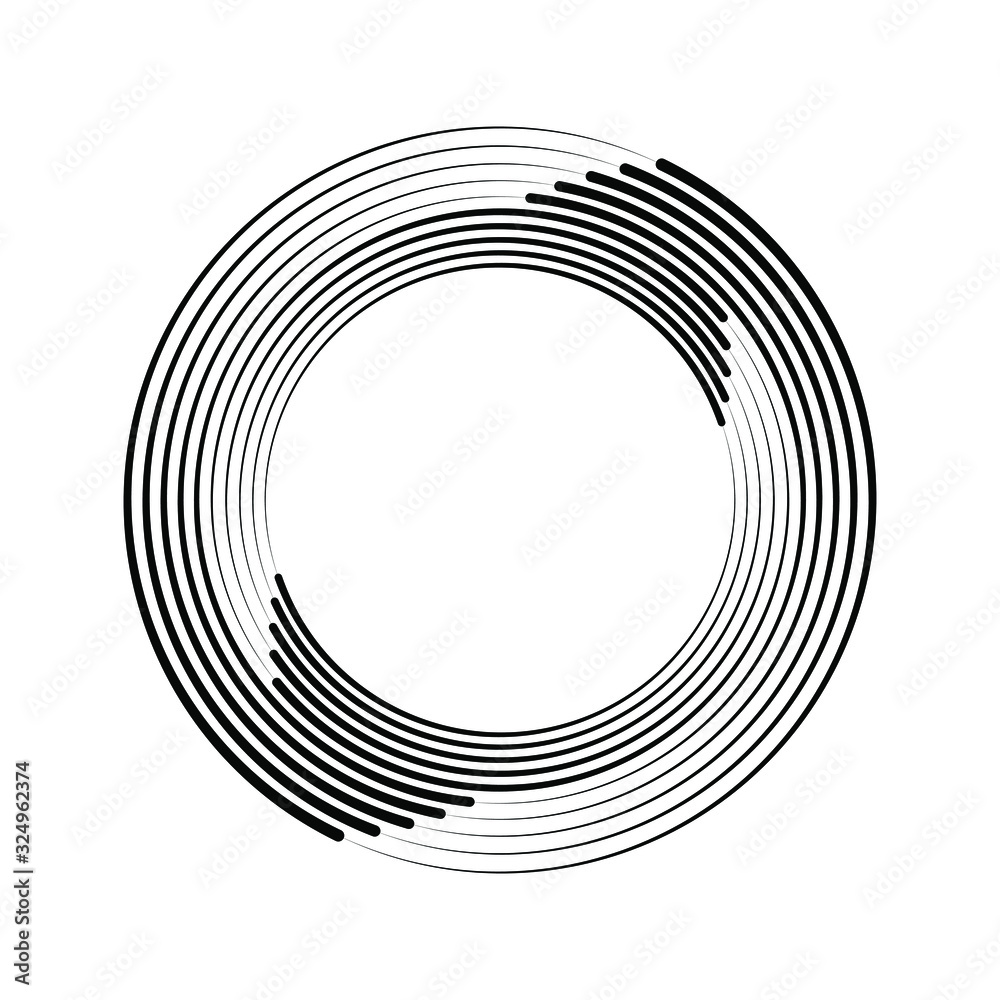 Abstract black speed lines in circle form. Geometric art. Design ...