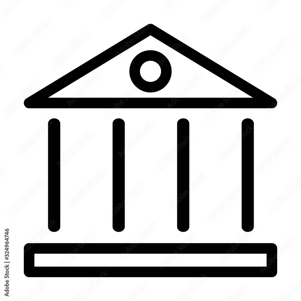 Institution icon. Court building symbol. Bank, financial institute ...