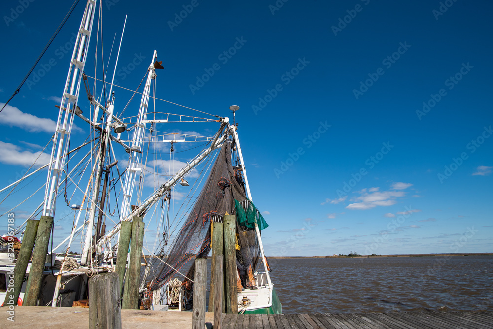 Rigging and netting on a shrimp boat Stock Photo | Adobe Stock